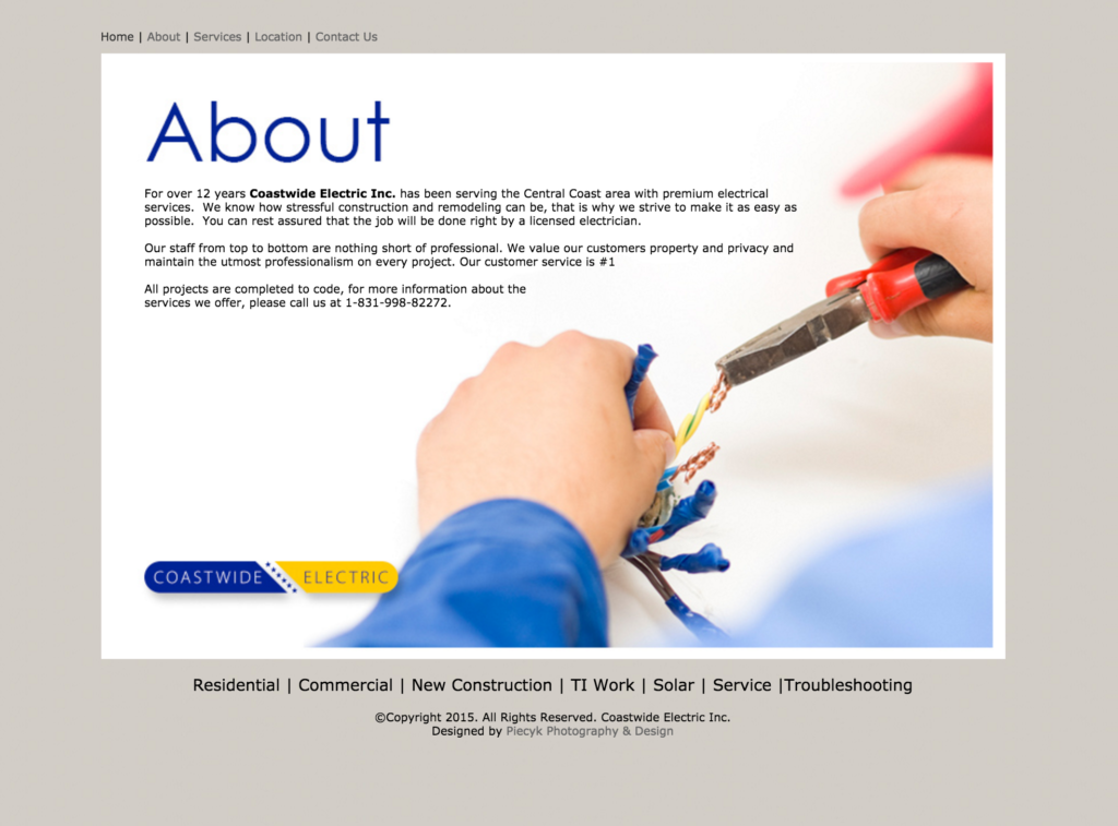 CoastWide Electric Website – M.Piecyk Photography & Design